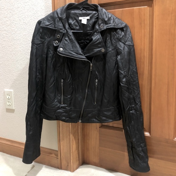 Bar III | Jackets & Coats | Bar Iii Black Faux Crinkle Leather Moto ...